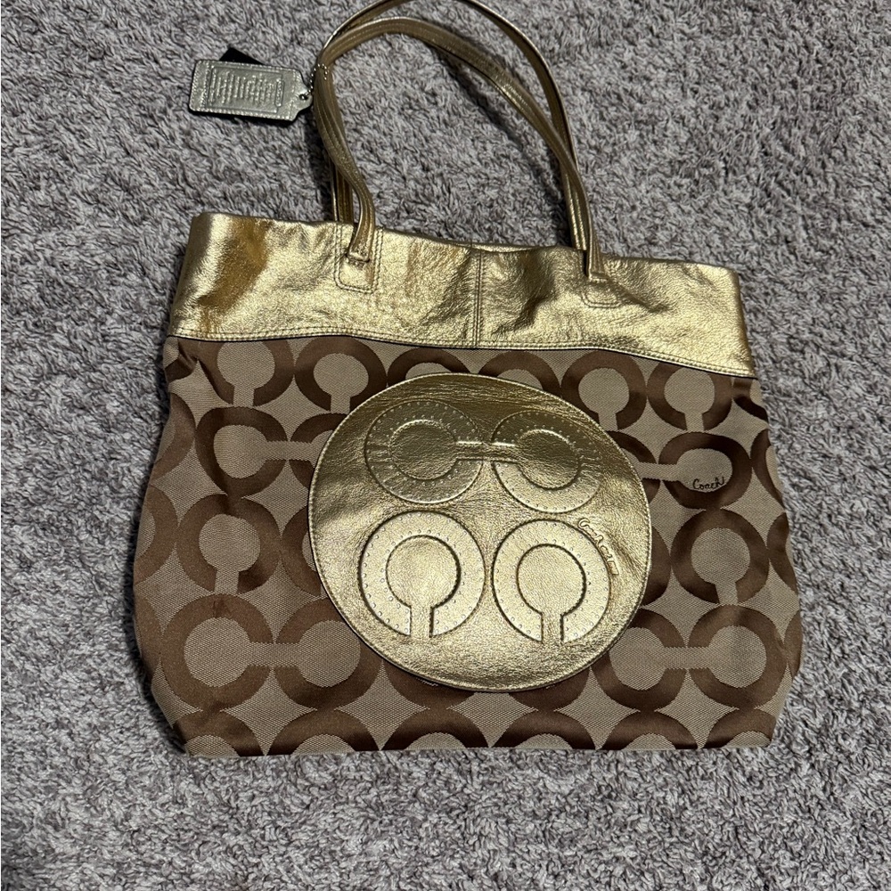 Coach Signature Brown And Gold Tote - Gem